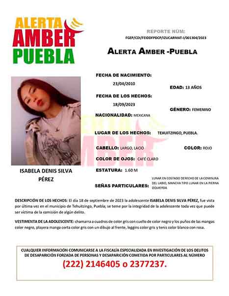 Se intensifica la búsqueda de Isabela, desaparecida en Tehuitzingo ... Se intensifica la búsqueda de Isabela, desaparecida en Tehuitzingo ...